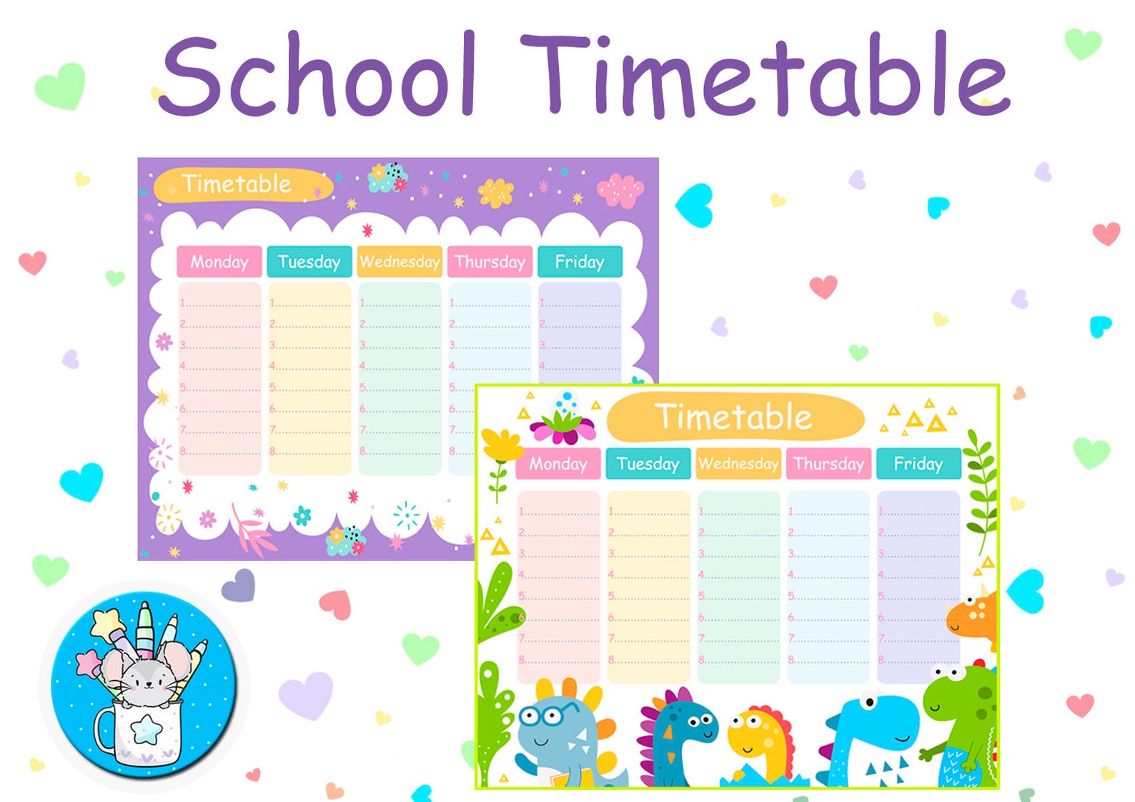 School Timetable for Kids | Printable Weekly Class Schedule | School ...