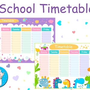 School Timetable for Kids | Printable Weekly Class Schedule | School ...