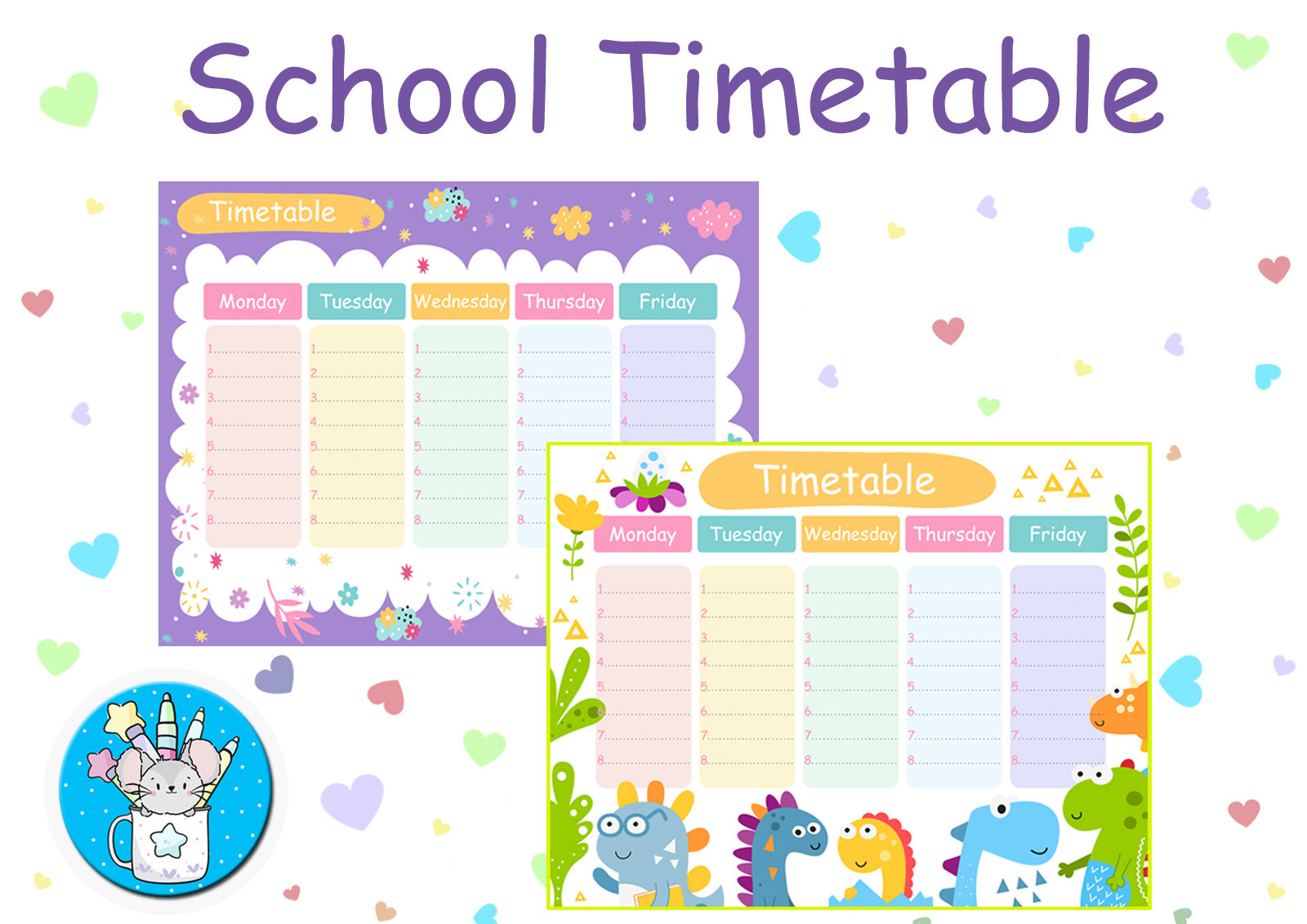 School Timetable for Kids | Printable Weekly Class Schedule | School ...