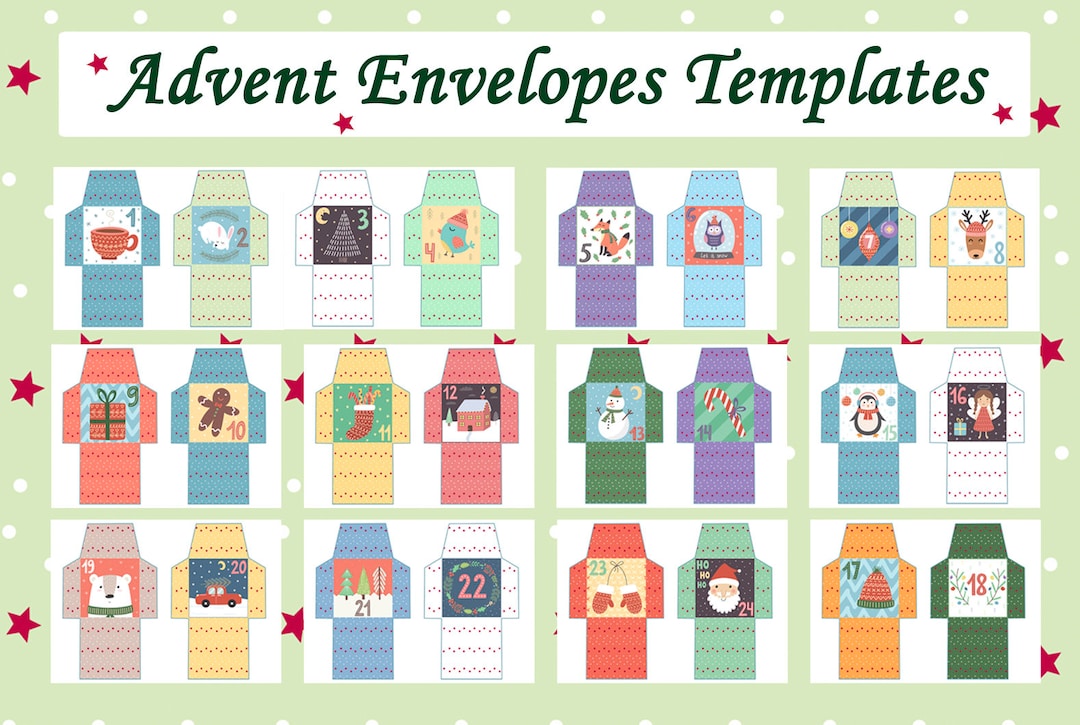 Advent Calendar Number Envelopes, Christmas Calendar, Countdown ...
