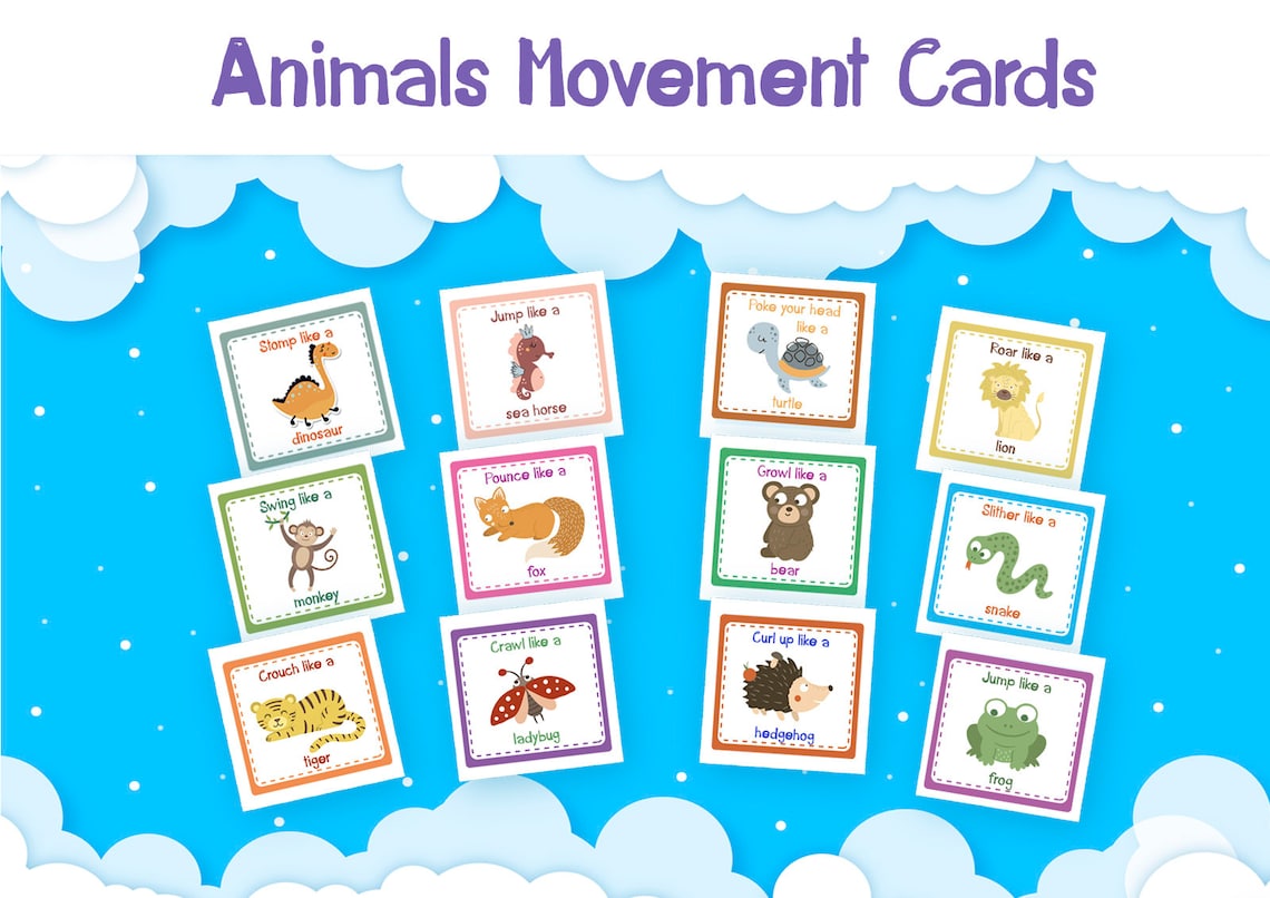 Animal Movement Cards | Brain Break Movement Cards for Kids | Fitness ...