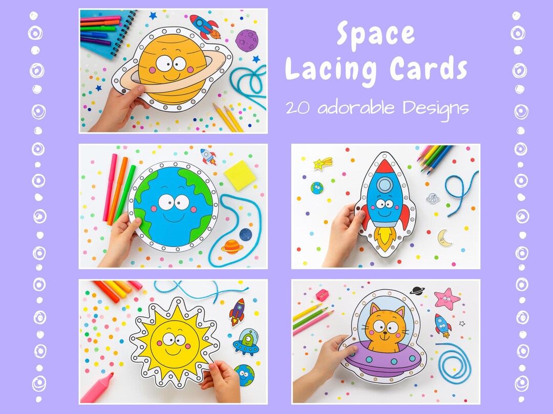 Space Lacing Cards | Outer Space Activities | Planets Hands on Activity ...
