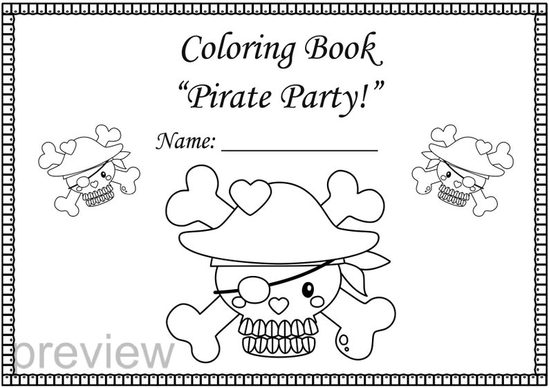 Pirate Party Coloring Pages | Printable Sheets to Color | Instant ...