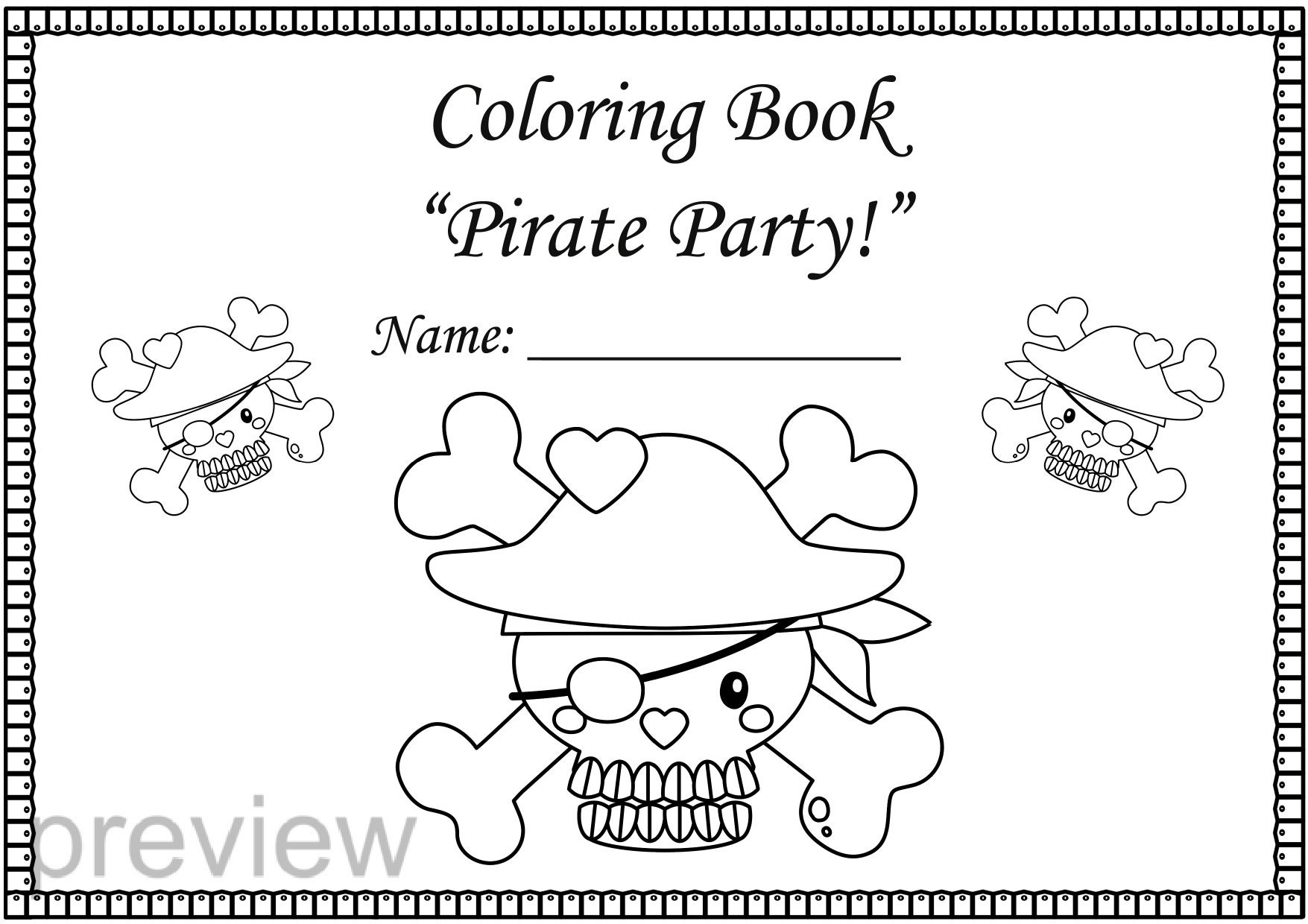 Pirate Party Coloring Pages Printable Sheets to Color - Etsy