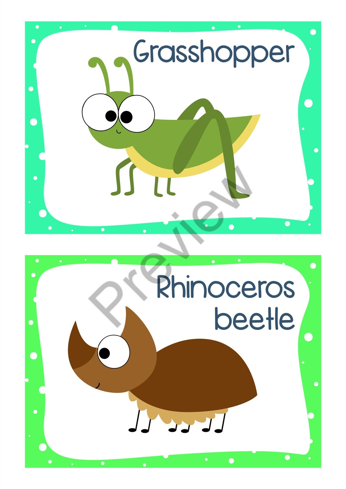 Bugs Printable Flash Cards | Insects Instant Download Flashcards | PDF ...
