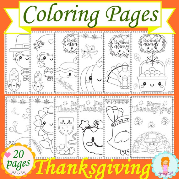 Thanksgiving Coloring Pages | Etsy
