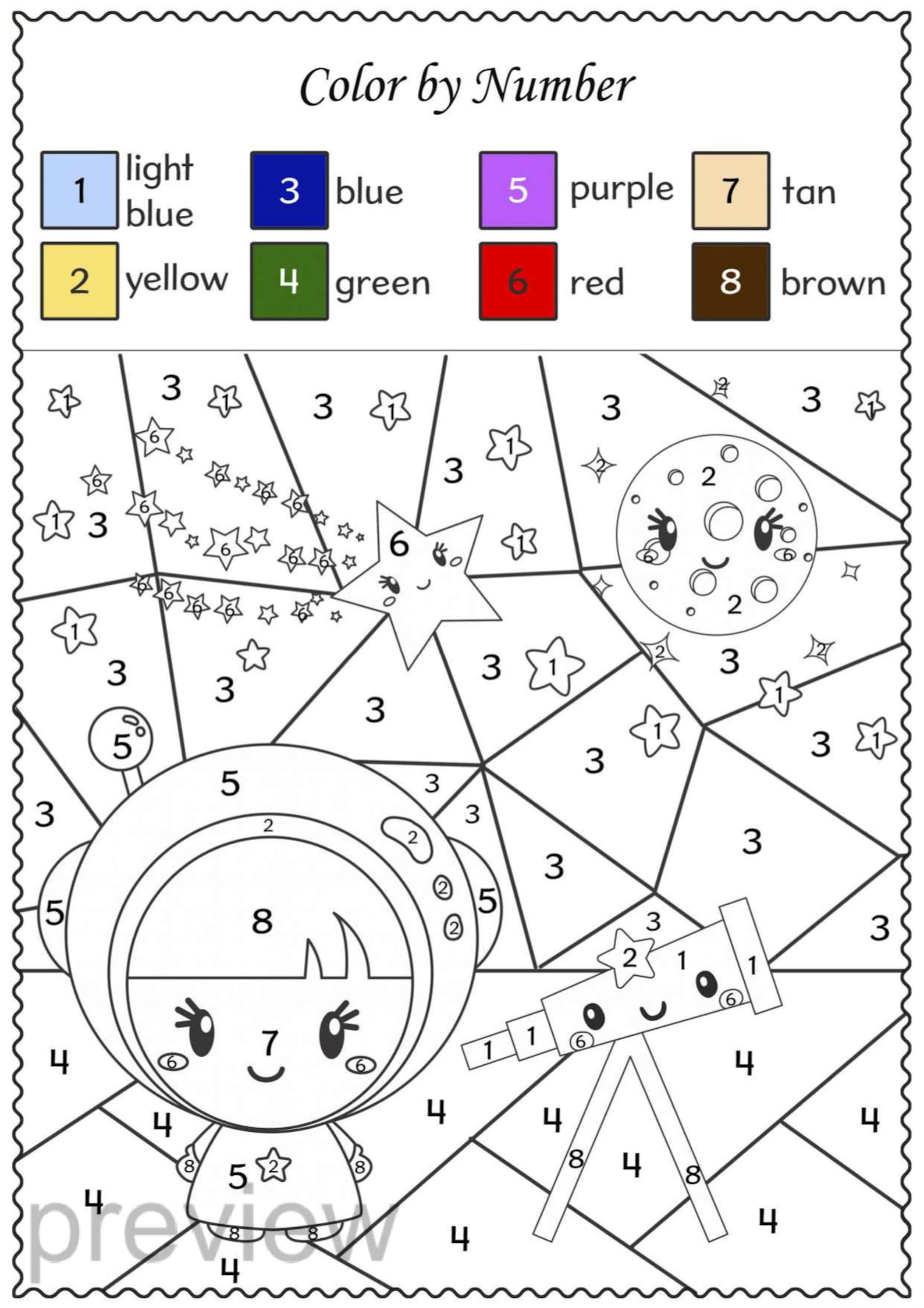 Space Printables for Kids | Activities & Worksheets | Color by Number ...