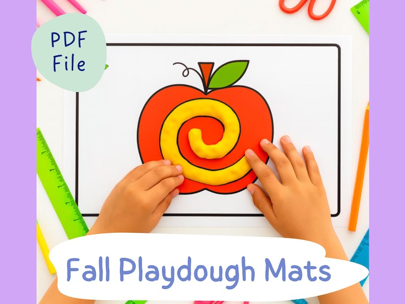 Apple and Pumpkin Playdough Mats | Fall Fine Motor Printable Activities ...