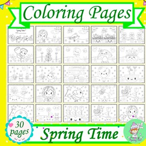 Spring Coloring Book/pages for Kids | Spring Activities and Worksheets ...