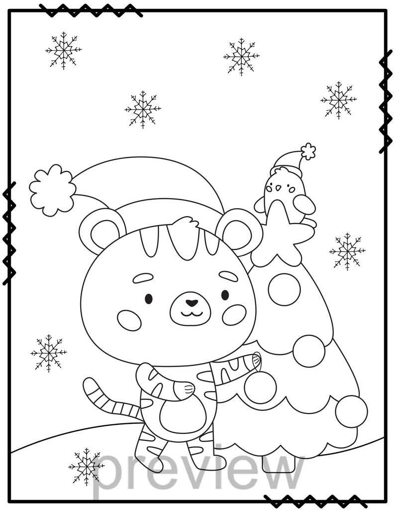 Christmas Animals Coloring Pages Printables for Kids | Winter Coloring ...