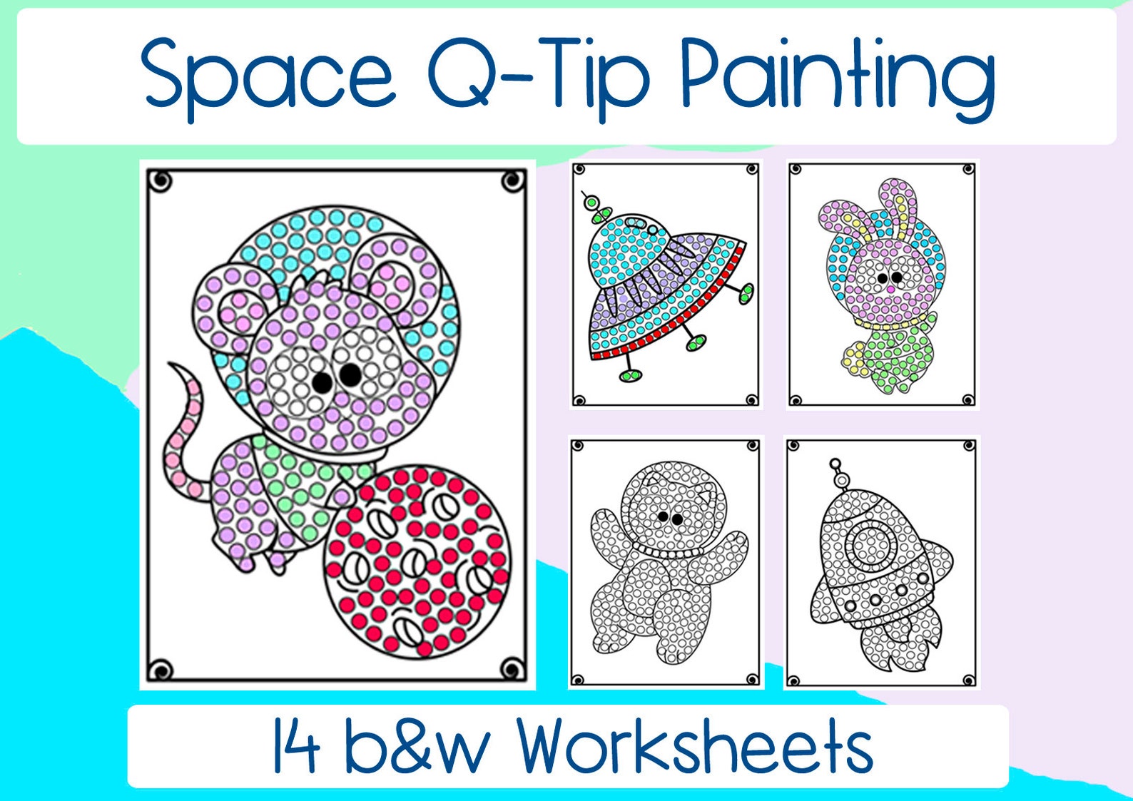 Space Activities for Kids Q-tip Dot Painting Worksheets for Kids Space ...