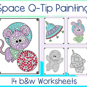 Space Activities for Kids | Q-tip Dot Painting Worksheets for Kids ...