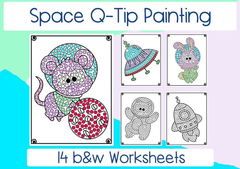 Space Activities for Kids | Q-tip Dot Painting Worksheets for Kids ...