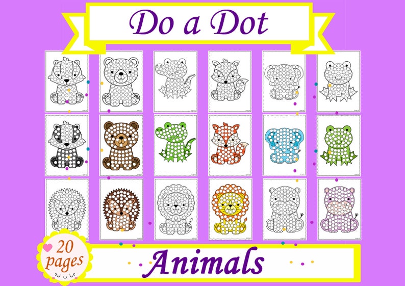 Do a Dot Mats Sheets Kids | Animals Do-a-dot Painting | Dot Marker ...