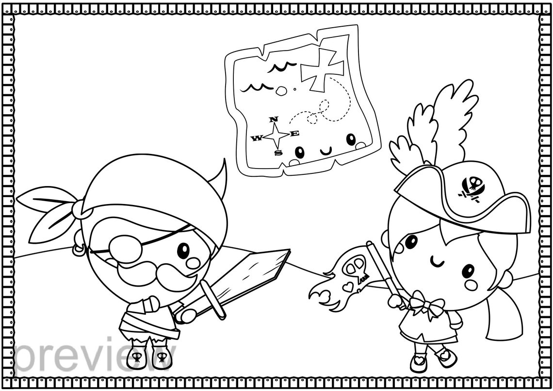 Pirate Party Coloring Pages | Printable Sheets to Color | Instant ...