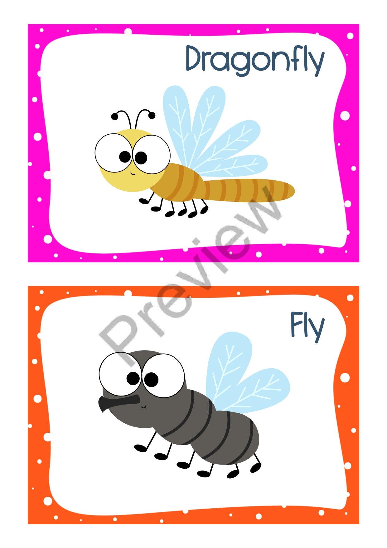 Bugs Printable Flash Cards | Insects Instant Download Flashcards | PDF ...