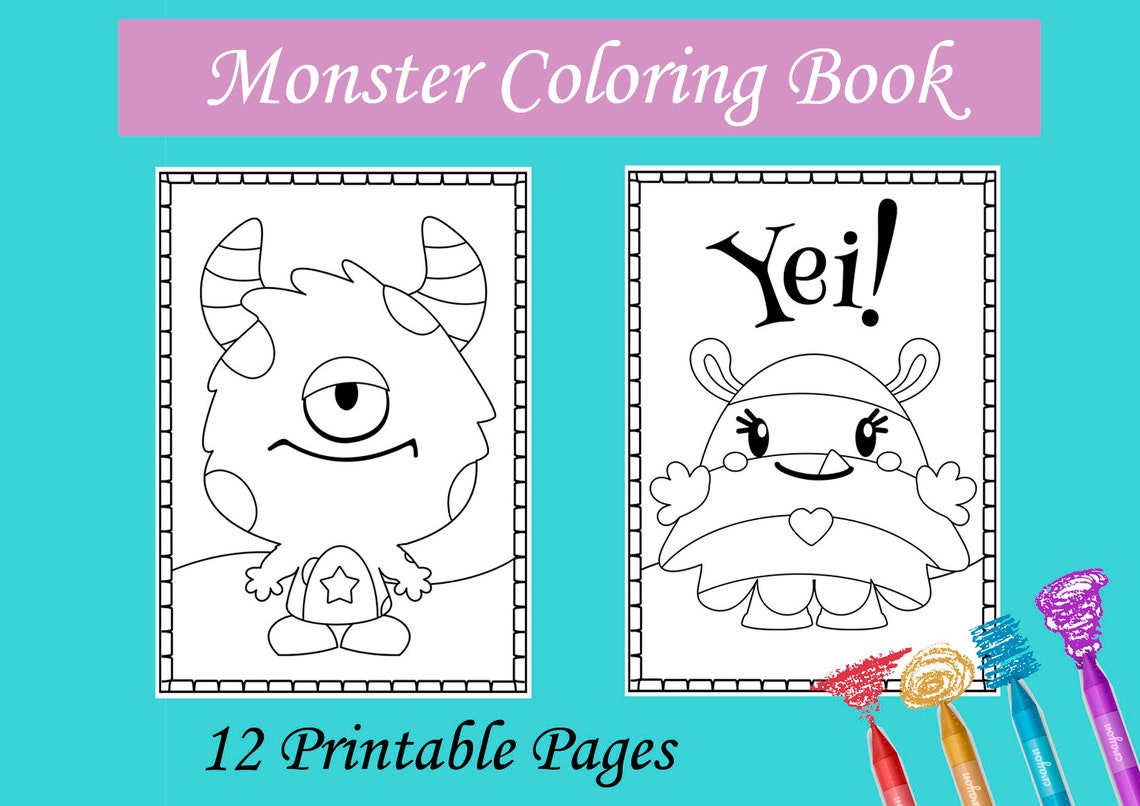 Monster Coloring Pages for Kids Printable Kids Activity Book - Etsy