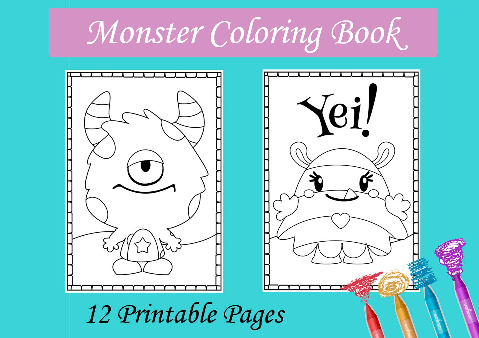 Monster Coloring Pages for Kids Printable Kids Activity Book - Etsy