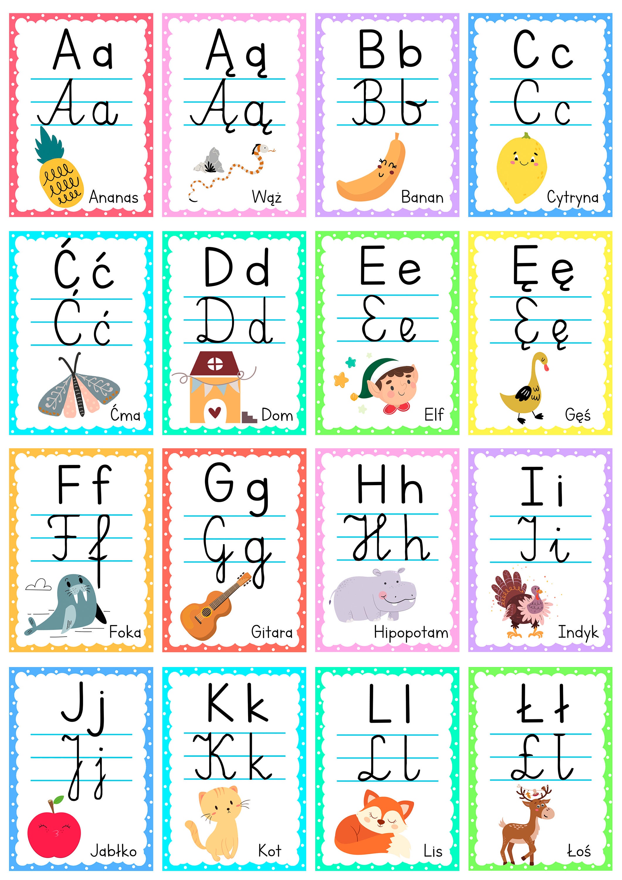 Polish Alphabet Flash Cards | Polski Alfabet | Printable PDF Posters ...