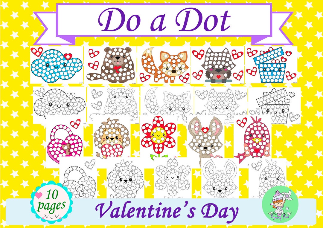 Valentine's Day Do a Dot Printables for Kids - Etsy