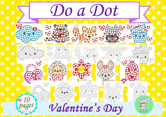 Valentine's Day Do a Dot Printables for Kids | Etsy