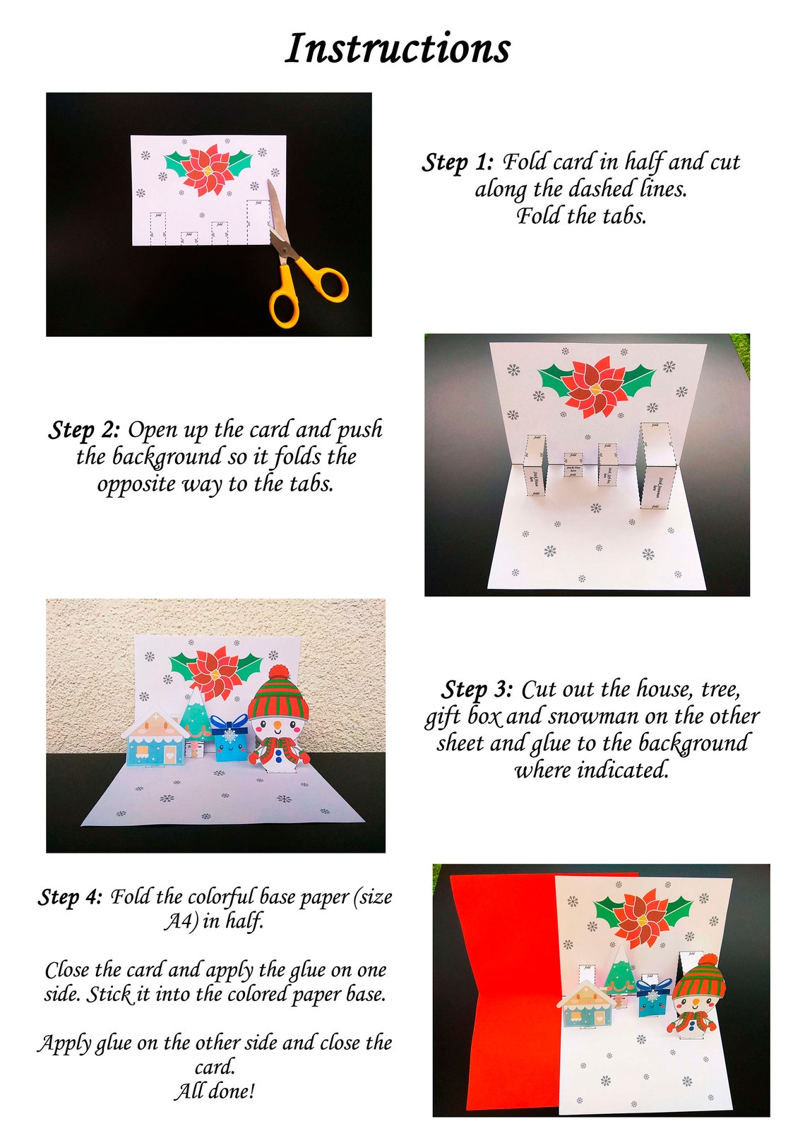 3D Christmas Pop up Card Paper Craft - Etsy
