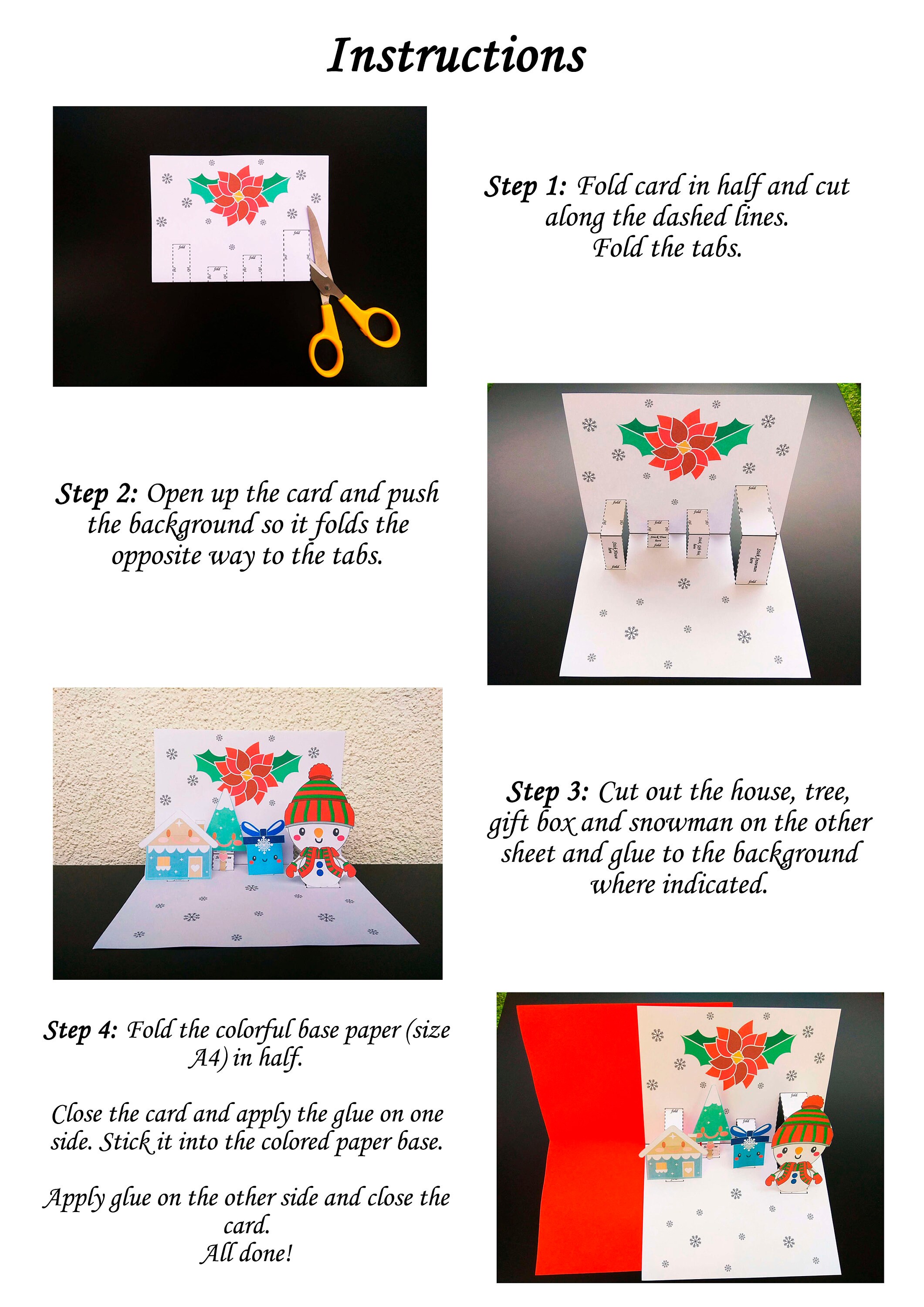 3D Christmas Pop up Card Paper Craft - Etsy