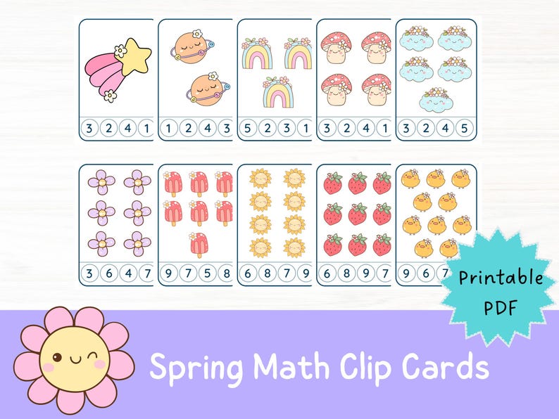 Spring Math Clip Cards | Printable PDF | Fun Learning Activity for Kids ...