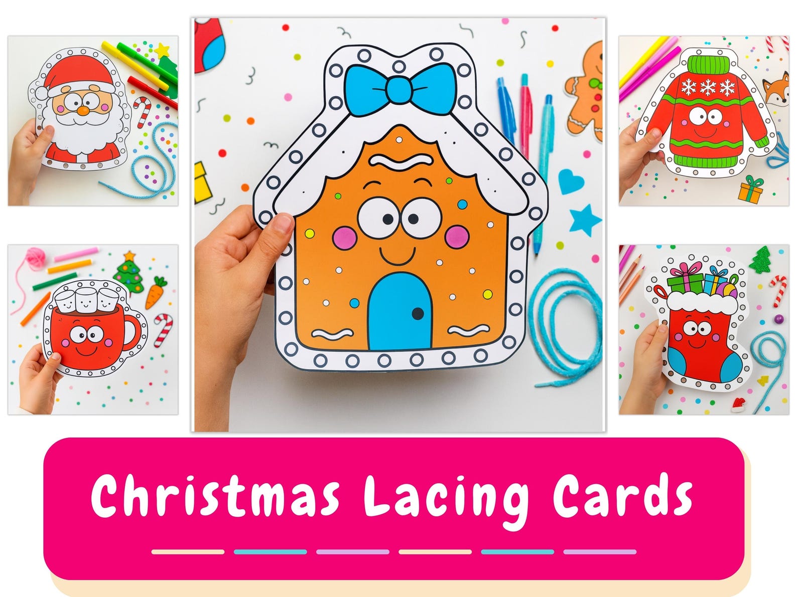 Christmas Lacing Cards | Preschool Fine Motor Activities | Montessori ...