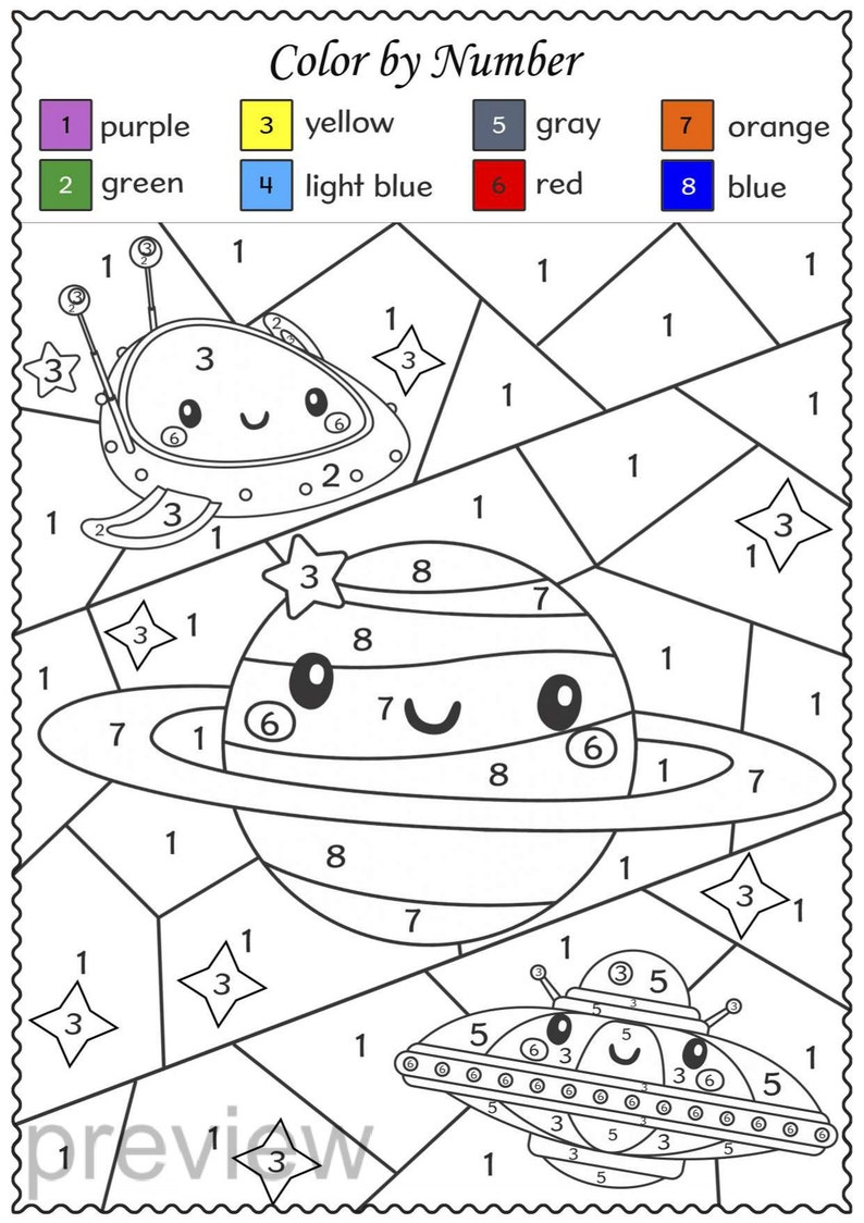Space Printables for Kids | Activities & Worksheets | Color by Number ...