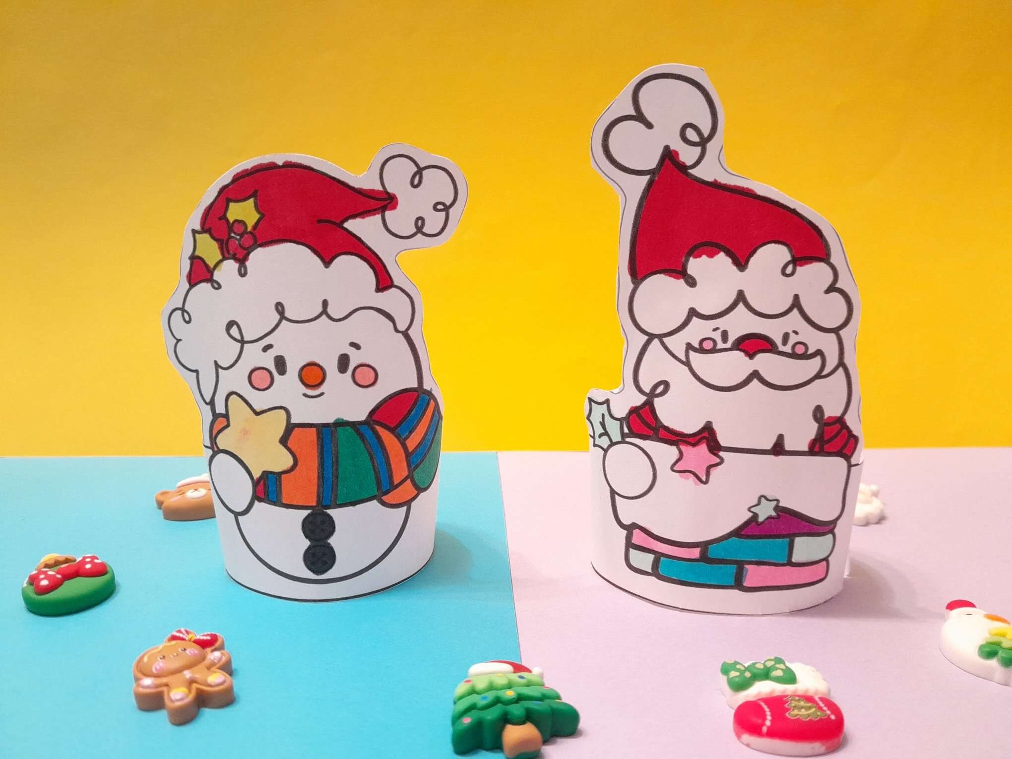 Christmas Paper Crafts | Printable 3D Santa Craft | Snowman Paper Craft ...
