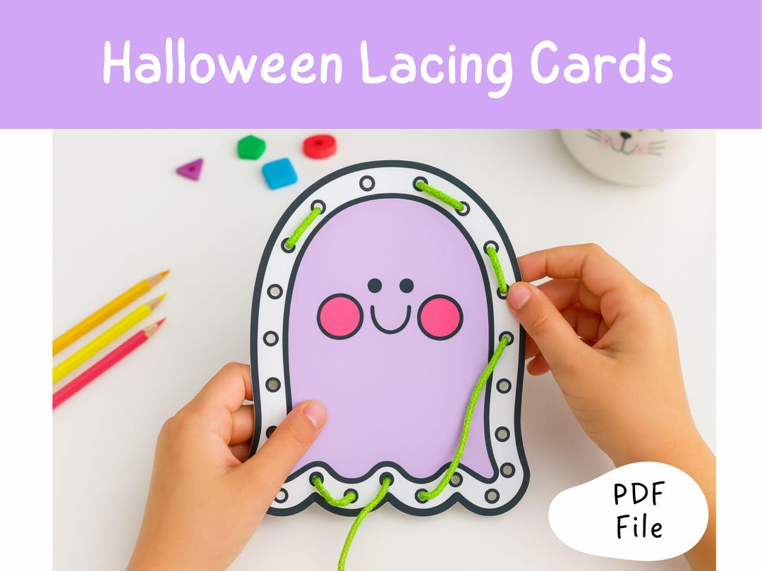 Halloween Printable Lacing Cards | Cute Monster Fine Motor Activity ...