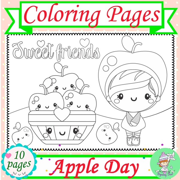 Apple Day: Coloring Pages Printable Coloring Sheets for Kids Fall ...