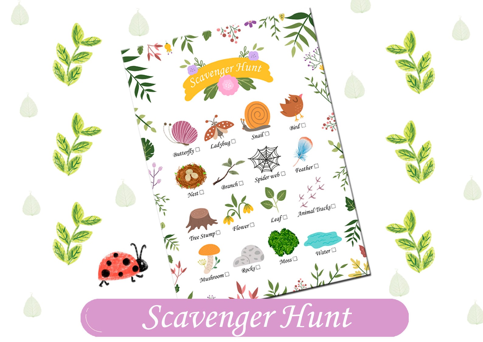 Nature Scavenger Hunt | Printable Outdoor Scavenger Hunt Game ...