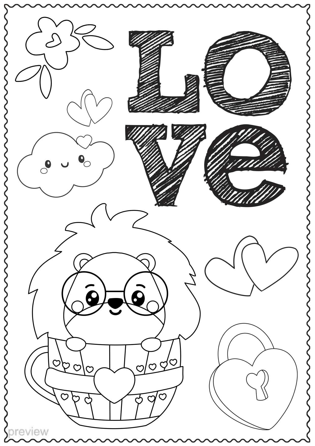 Valentine's Day Coloring Pages PDF Coloring Book - Etsy