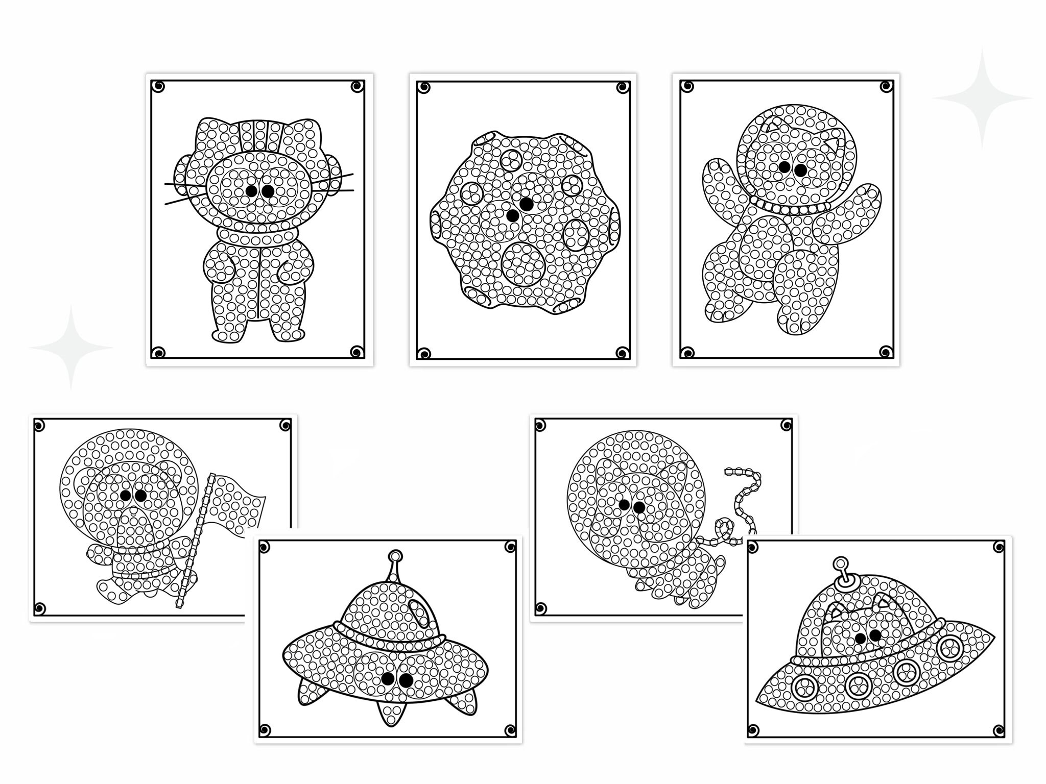 Space Activities for Kids | Q-tip Dot Painting Worksheets for Kids ...