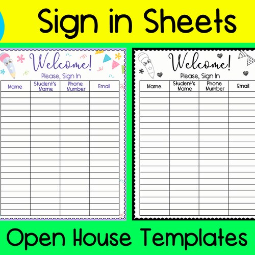 Back to School Open House Night Sign in Sheets Meet the - Etsy