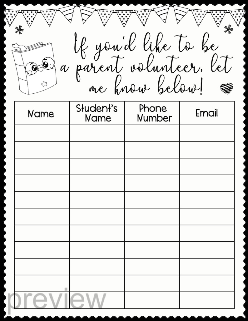 Back to School Open House Night | Sign in Sheets | Meet the Teacher ...