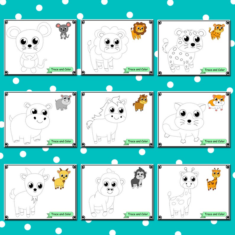 Animals Trace Worksheets Coloring Pages Printables Handwriting Practice ...