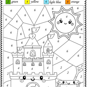 Color by Number Summer, Printable Math Color by Code Worksheets for ...