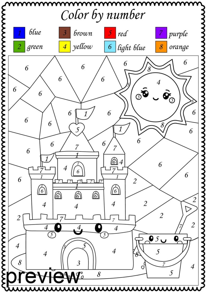 Color by Number Summer, Printable Math Color by Code Worksheets for ...