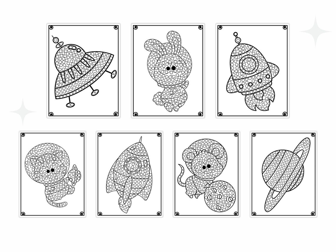 Space Activities for Kids | Q-tip Dot Painting Worksheets for Kids ...