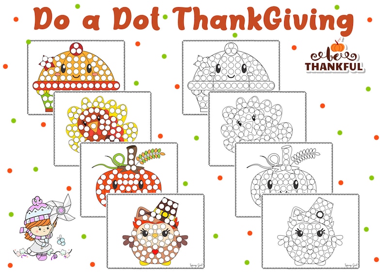 Thanksgiving Dot Marker Coloring Pages, Thanksgiving PDF, Thanksgiving ...