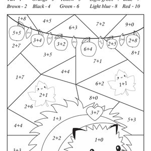 Color by Number for Kids | Fall Math Printable Worksheets | Color by ...