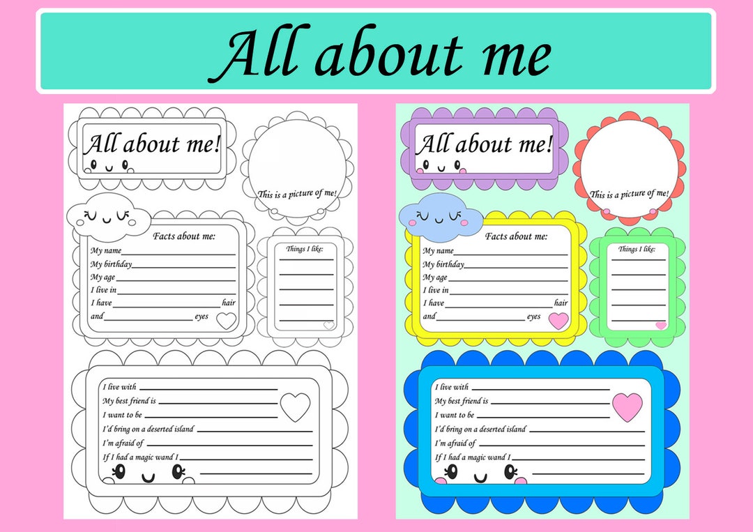 All About Me Poster | Printable Worksheet | Back to School Template ...