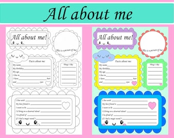 All About Me First Day of School Back to School Printable - Etsy