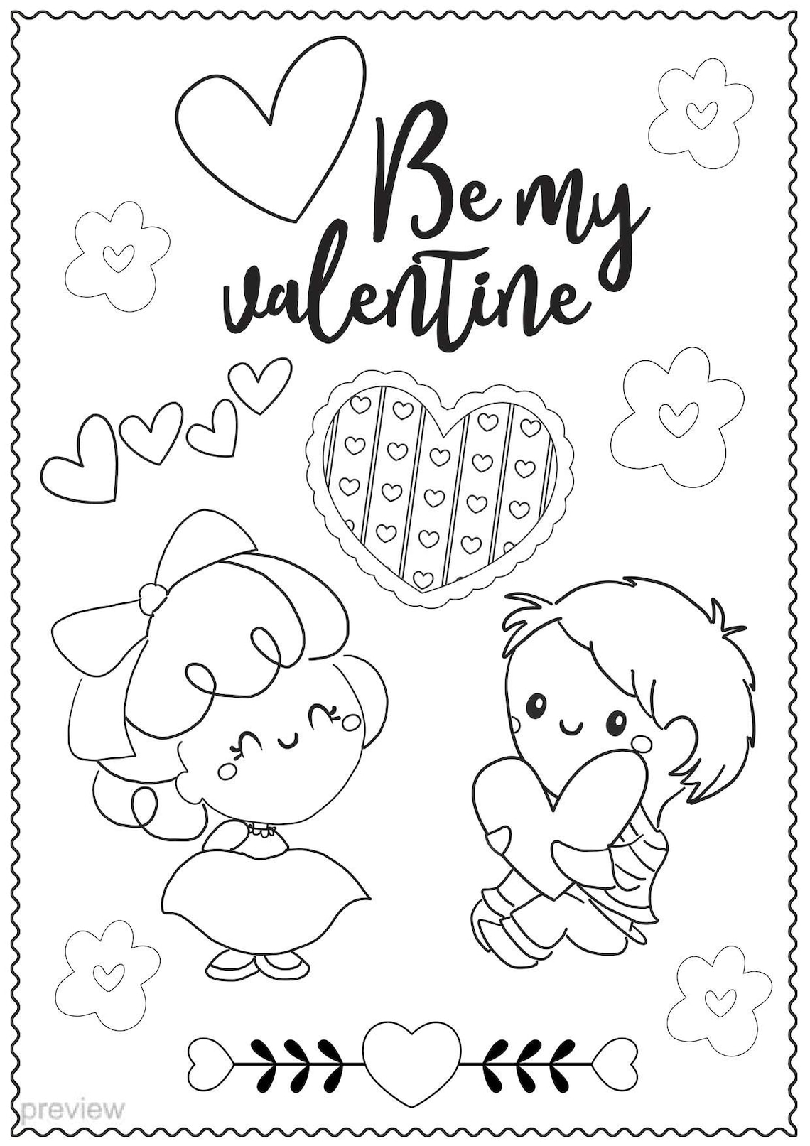 Valentine's Day Coloring Pages, PDF Coloring Book, Printables for Kids ...