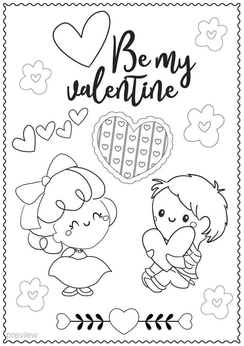 Valentine's Day Coloring Pages, PDF Coloring Book, Printables for Kids ...