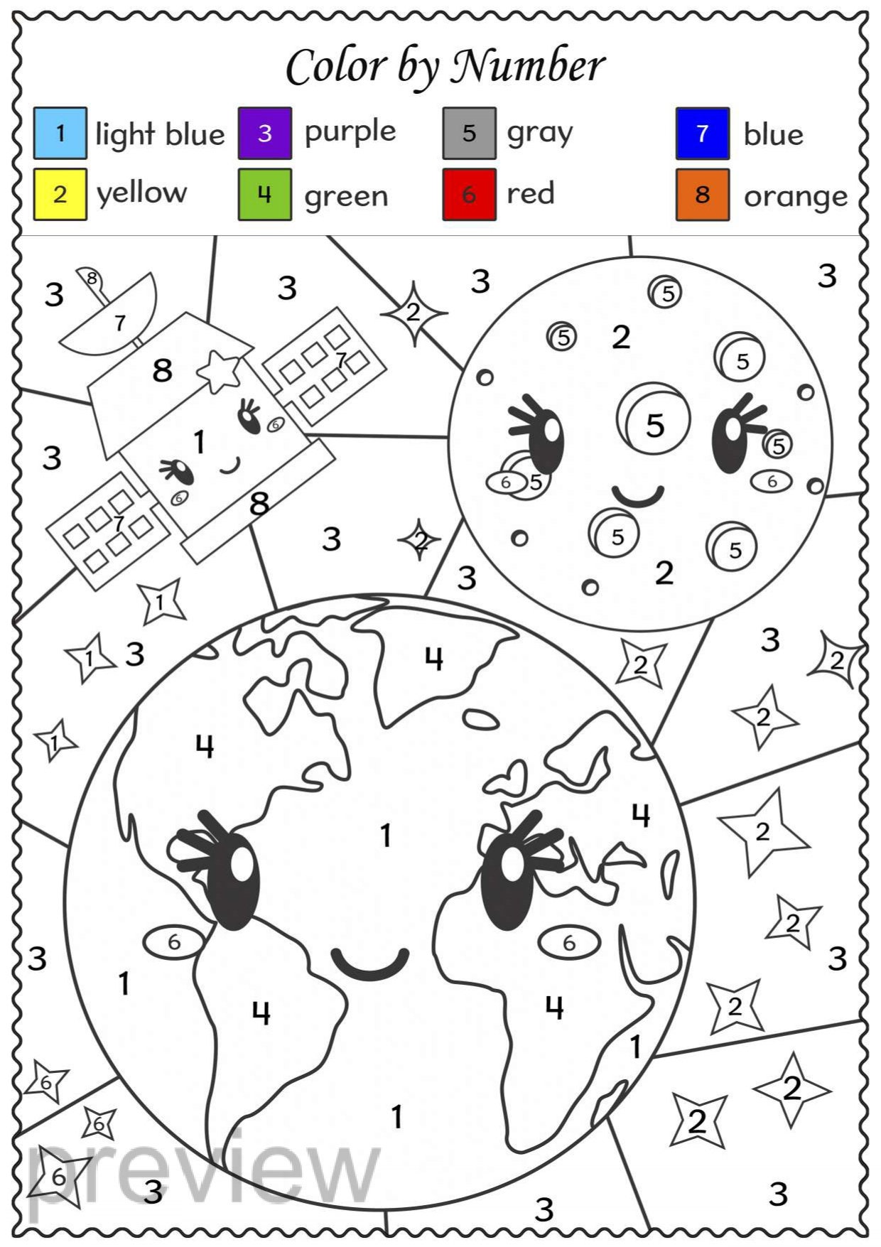 Space Printables for Kids | Activities & Worksheets | Color by Number ...