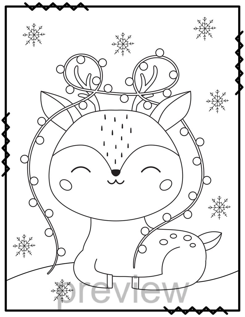 Christmas Animals Coloring Pages Printables for Kids | Winter Coloring ...